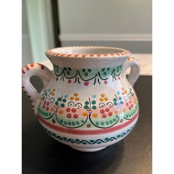 Cruz | Accents | Double Handle Ear Hand Painted Floral Vase Planter ...